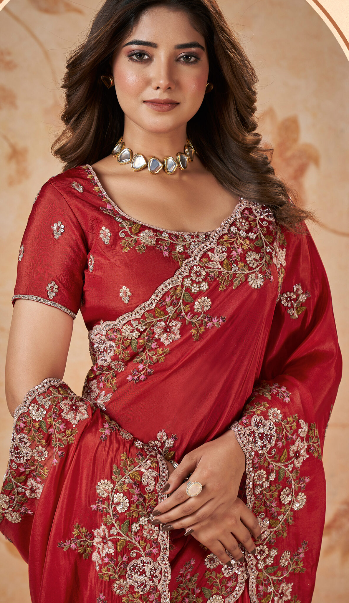 Modern Reception Sarees for Bride Red Weding Saree for Bride